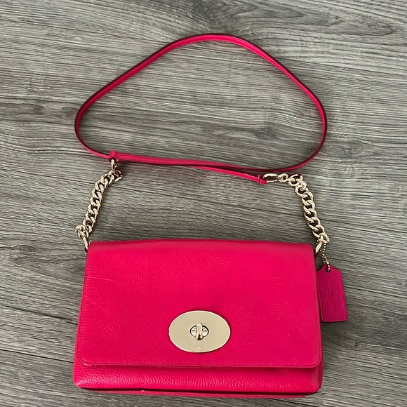 Coach | Bags | Coach Leather Fuchsia Pink Crossbody Purse | Poshmark